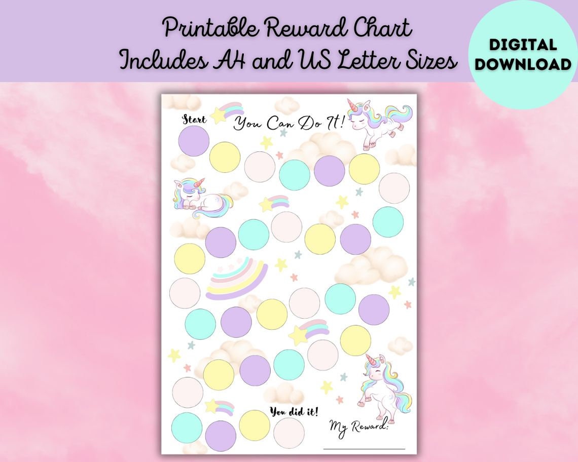 Unicorn Reward Chart Printable Kids Good Behaviour Sticker Chart ...