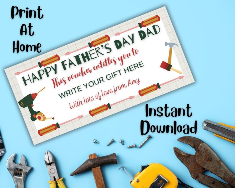 Editable Father's Day DIY Voucher, Print at Home Dad Coupon, Printable ...