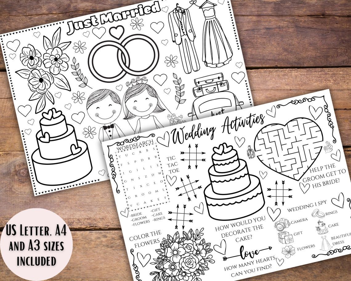 Kids Printable Wedding Activity Mat, Kids Wedding Placemat, Wedding ...