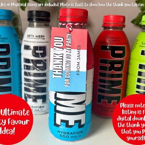 Hydration Drink Editable Party Thank You Tag, Kids Digital Party Bag ...