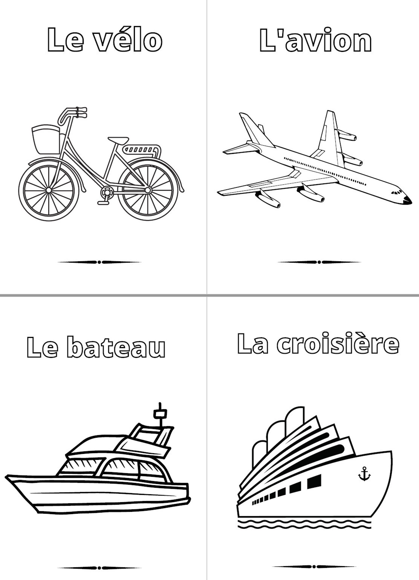 Printable Coloring Book: Learn Modes of Transport in French 16 Pgs ...