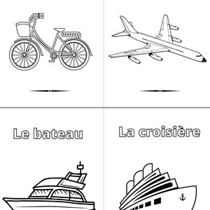 Printable Coloring Book: Learn Modes of Transport in French 16 Pgs ...