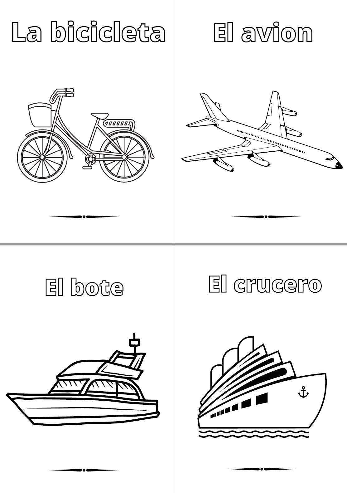 Printable Coloring Book: Learn Modes of Transport in Spanish 16 Pgs ...