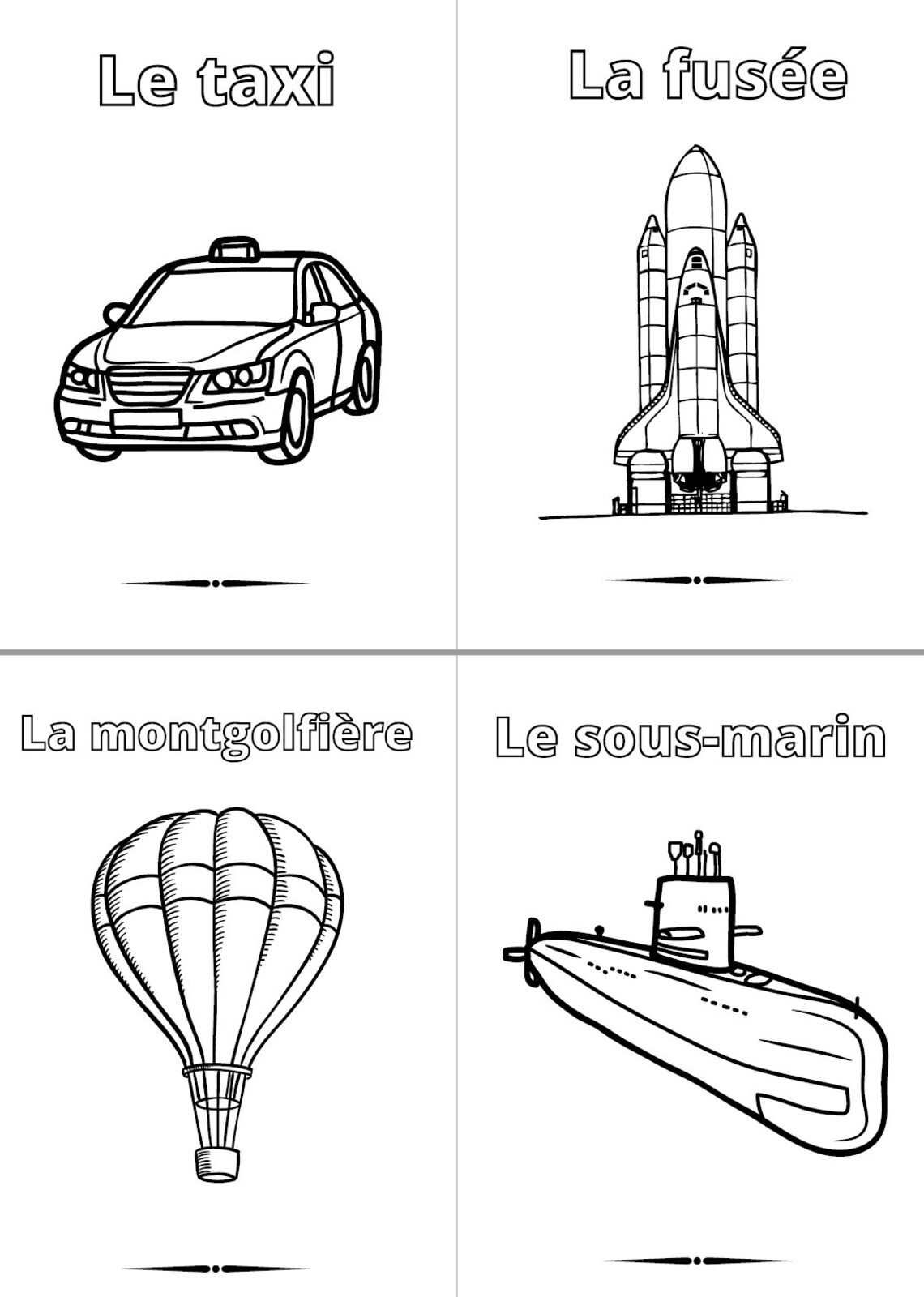 Printable Coloring Book: Learn Modes of Transport in French 16 Pgs ...