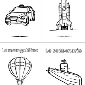 Printable Coloring Book: Learn Modes of Transport in French 16 Pgs ...