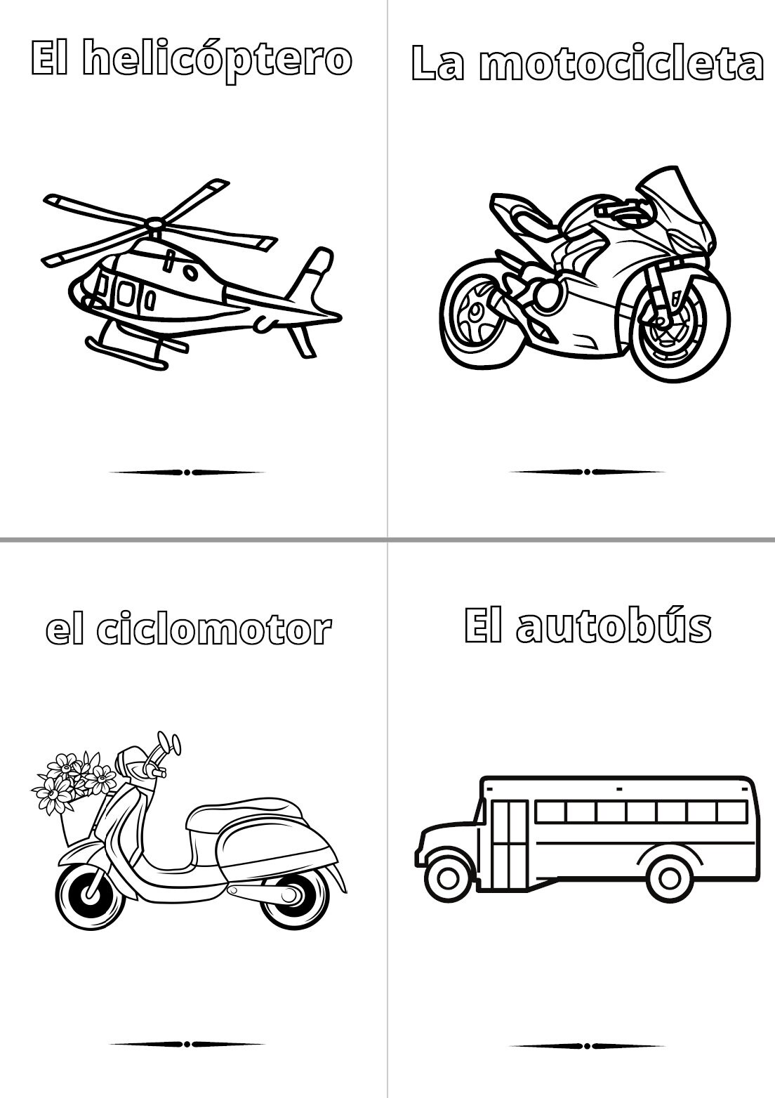Printable Coloring Book: Learn Modes of Transport in Spanish 16 Pgs ...