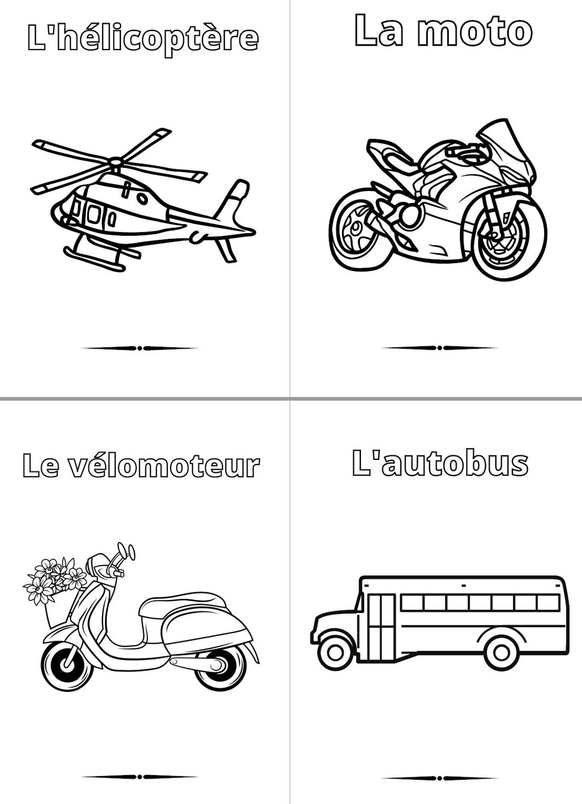 Printable Coloring Book: Learn Modes of Transport in French 16 Pgs ...