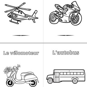 Printable Coloring Book: Learn Modes of Transport in French 16 Pgs ...