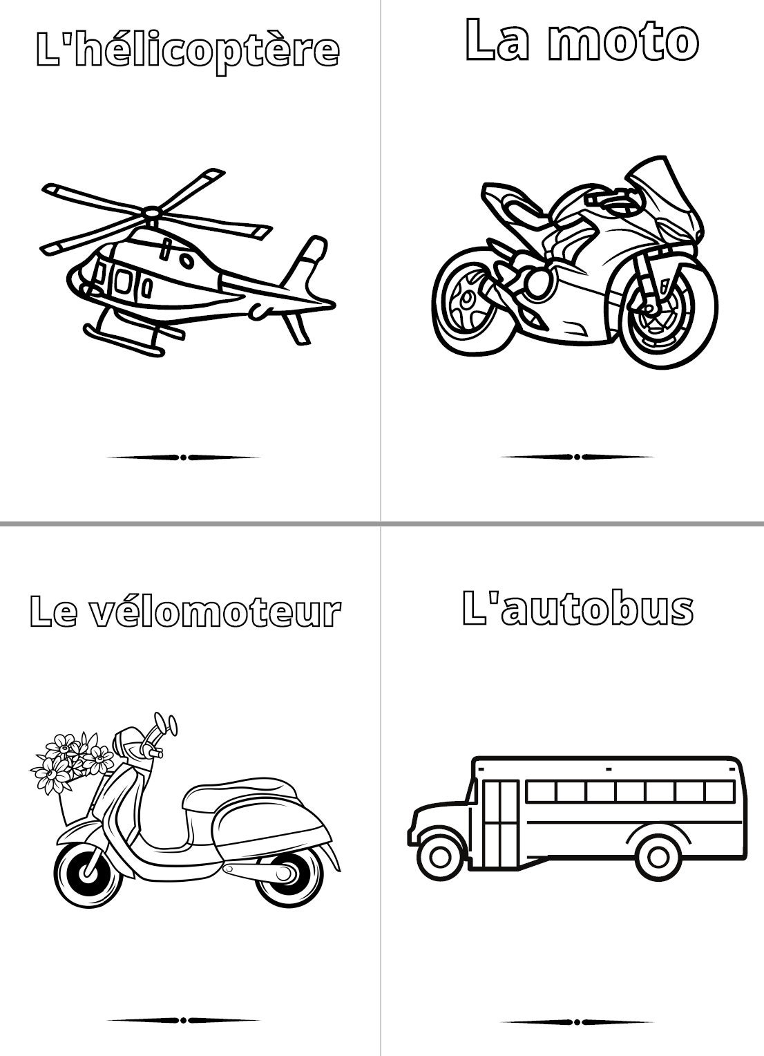 Printable Coloring Book: Learn Modes of Transport in French 16 Pgs ...