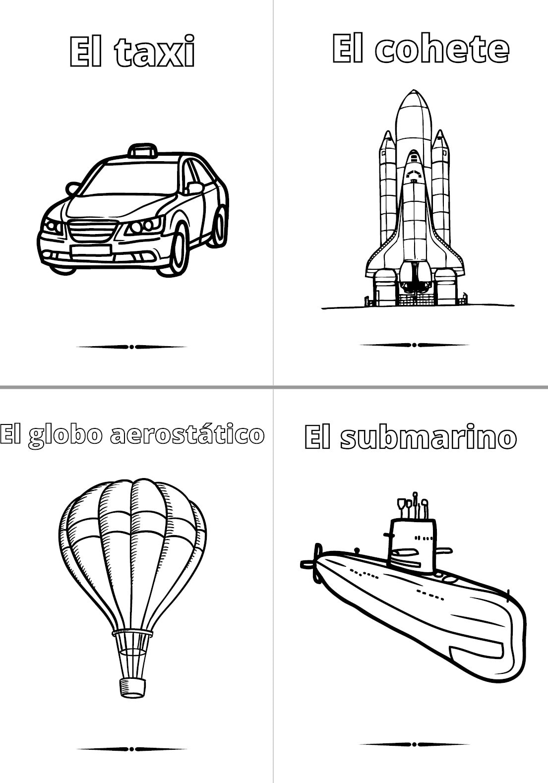 Printable Coloring Book: Learn Modes of Transport in Spanish 16 Pgs ...