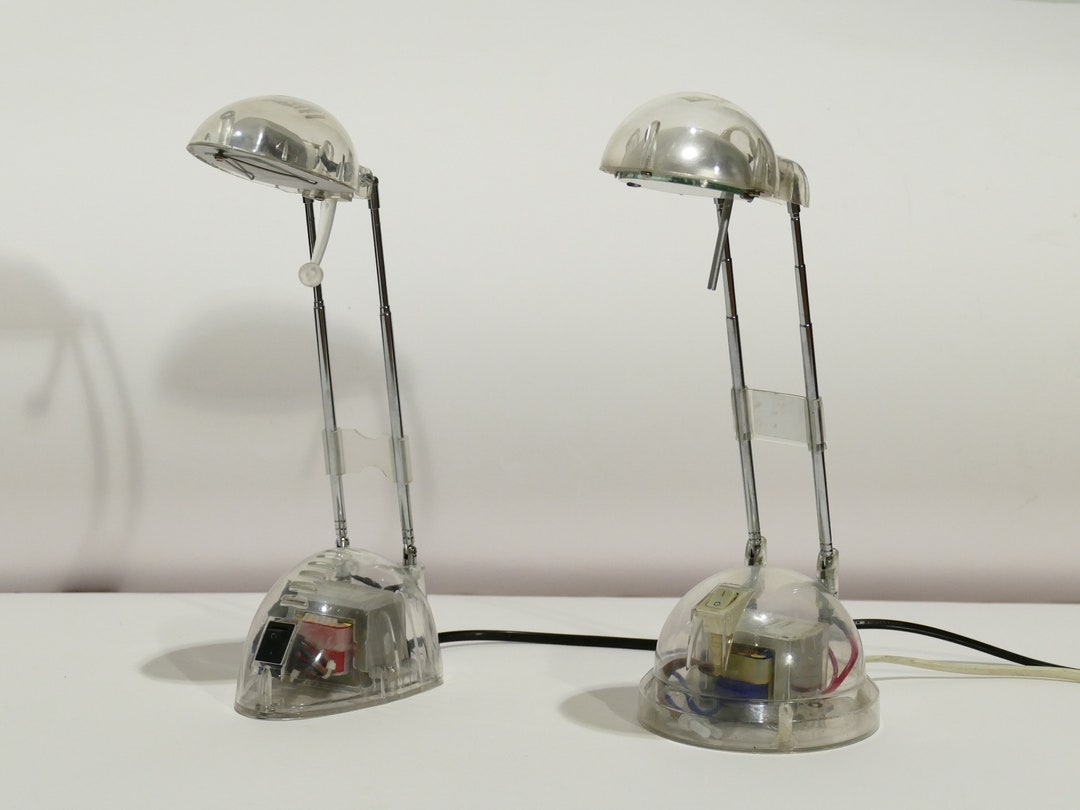 80s/90s Plexiglass Lamps, Transparent, Chrome, Adjustable, Desk Lamp ...