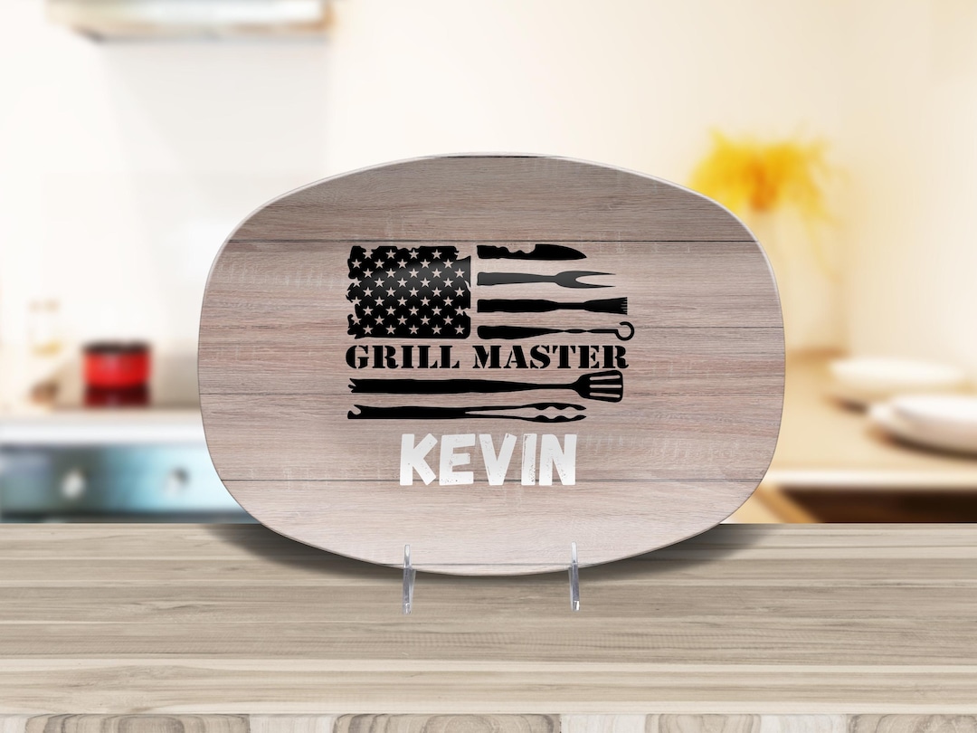 Firefighter BBQ Gift, Custom Grill Plate for Fireman or Fire Dept Dad ...