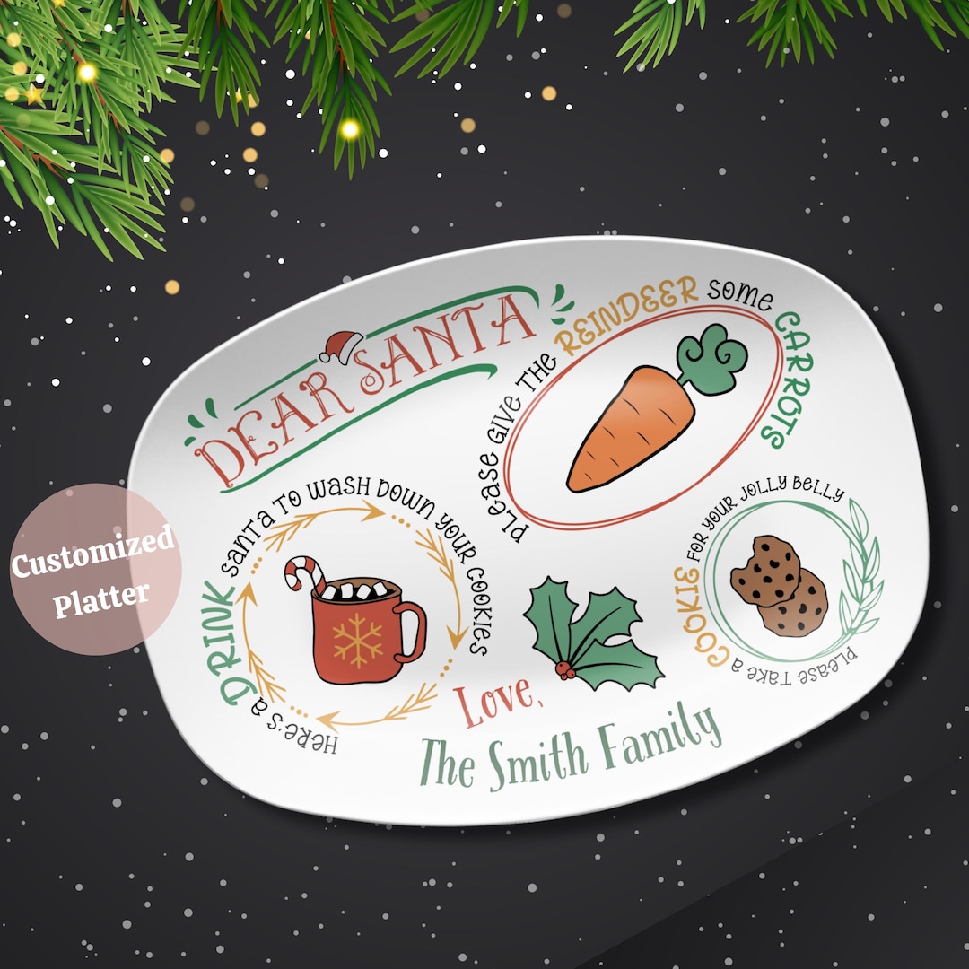 Personalized Santa Treats Plate, Santa Cookie Plate, Christmas Eve Dish ...