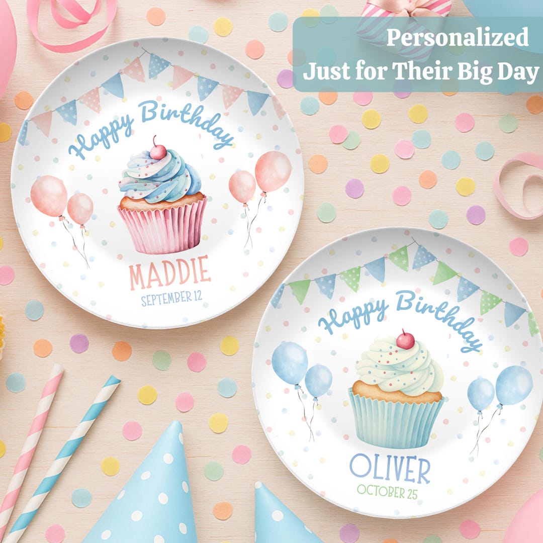 Toddler First Happy Birthday Keepsake, Boys Birthday Cake Plate, Custom ...