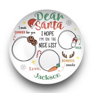 Personalized Santa Cookie Plate, Christmas Eve Dish, Santa Treats Plate ...