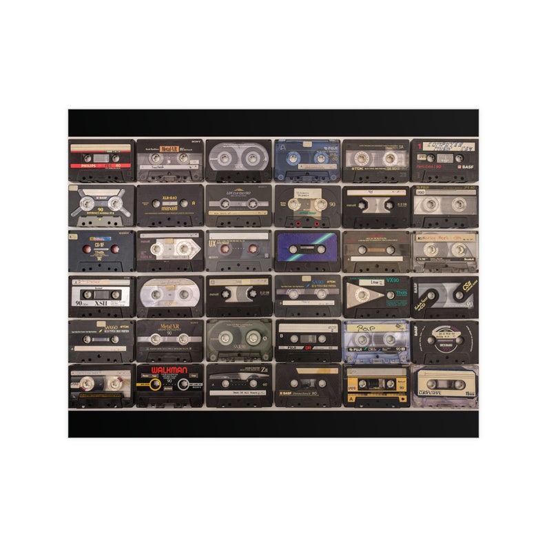 Retro Cassette Tapes Poster, Vintage, Cassettes, 8 Track, Old School ...