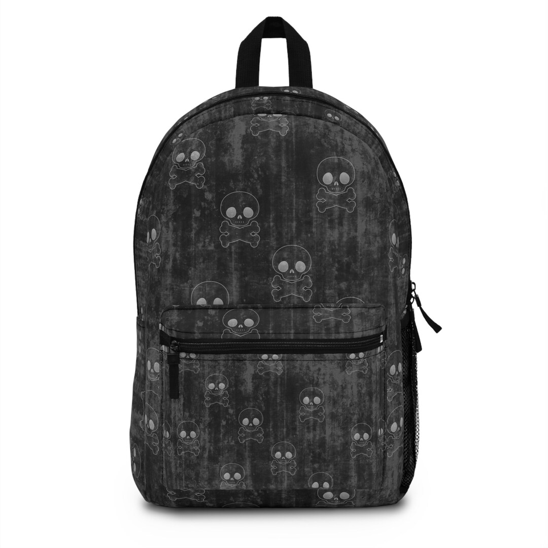 Skull and Bones Backpack, Grey, Black and White, Unique Gift, Back to ...