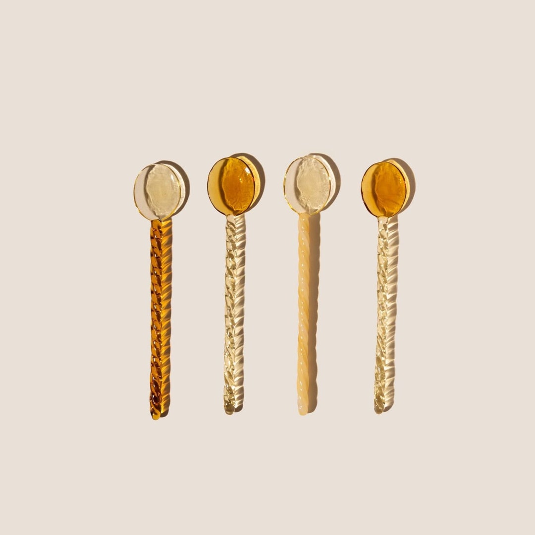 Glass Stirring Spoons, Peach Colorway, Set of 4 - Etsy
