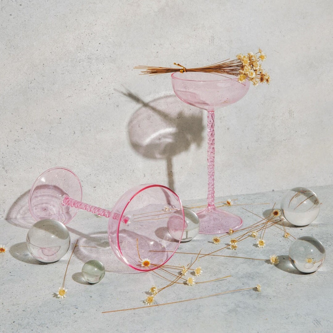 Coupe Cocktail Champagne Glasses Pink Drinkware | Aesthetic Pink ...