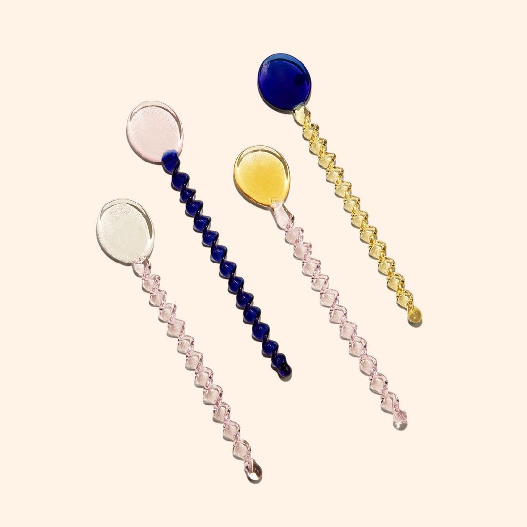 Handblown Glass Stirring Spoons, Colorful Bead Design, Housewarming ...
