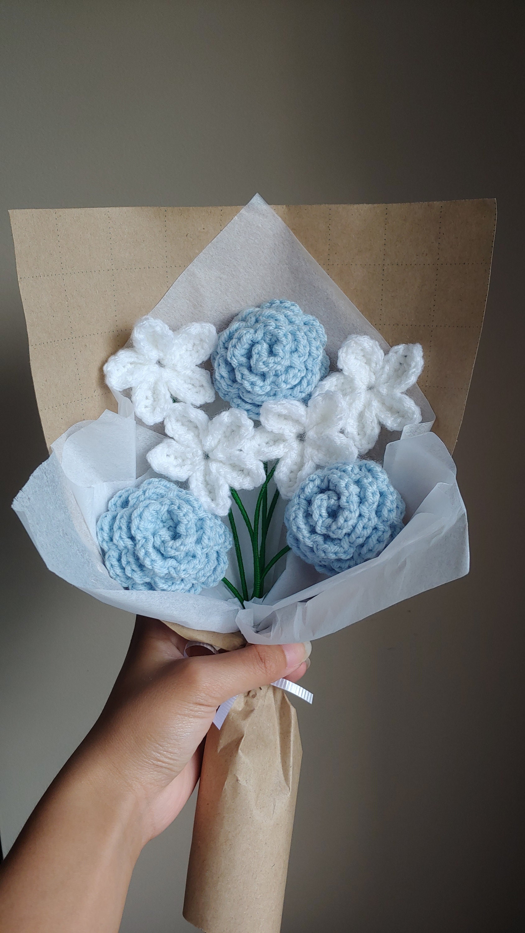 Blue and White Flower Bouquet - Etsy