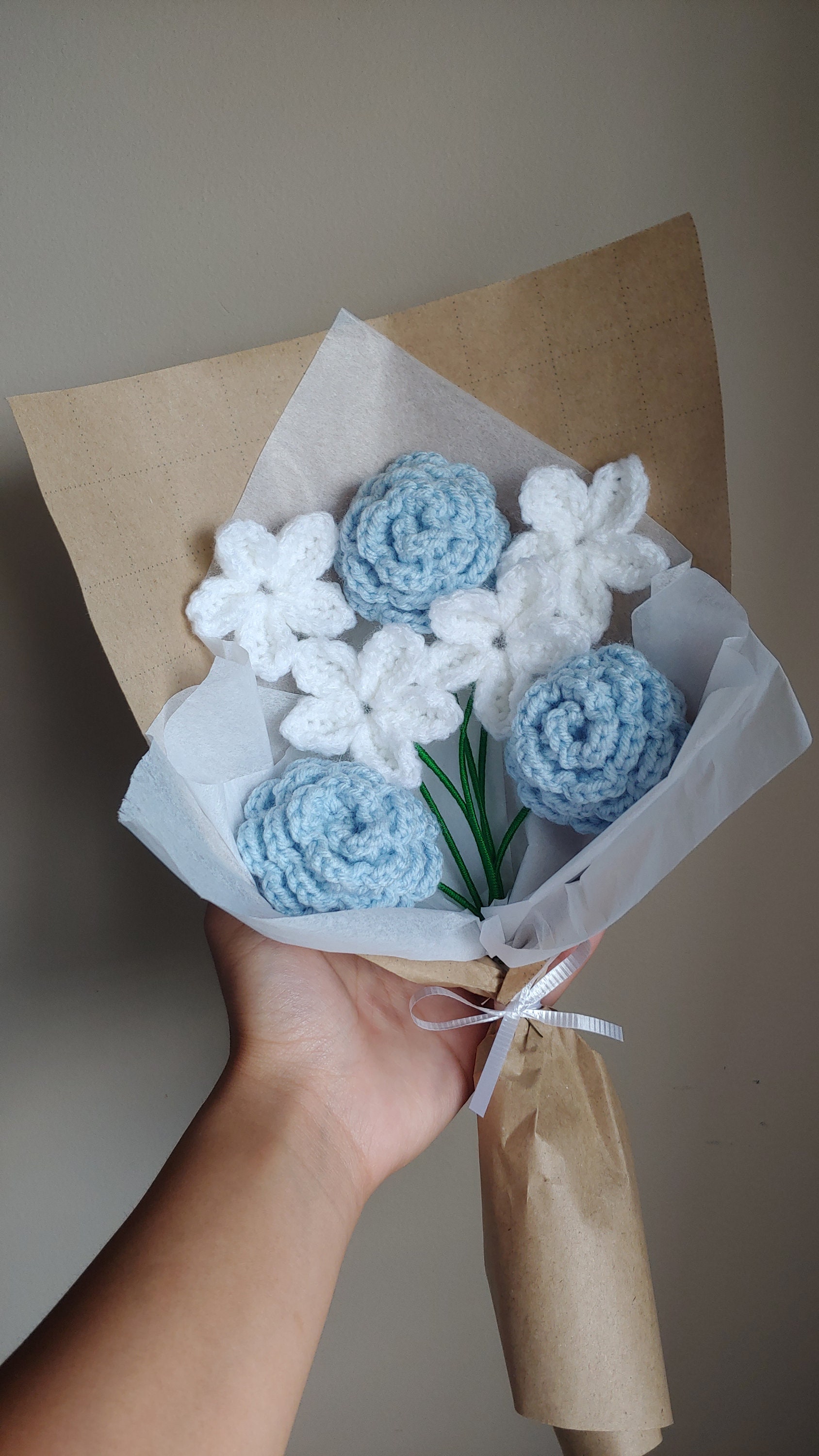 Blue and White Flower Bouquet - Etsy