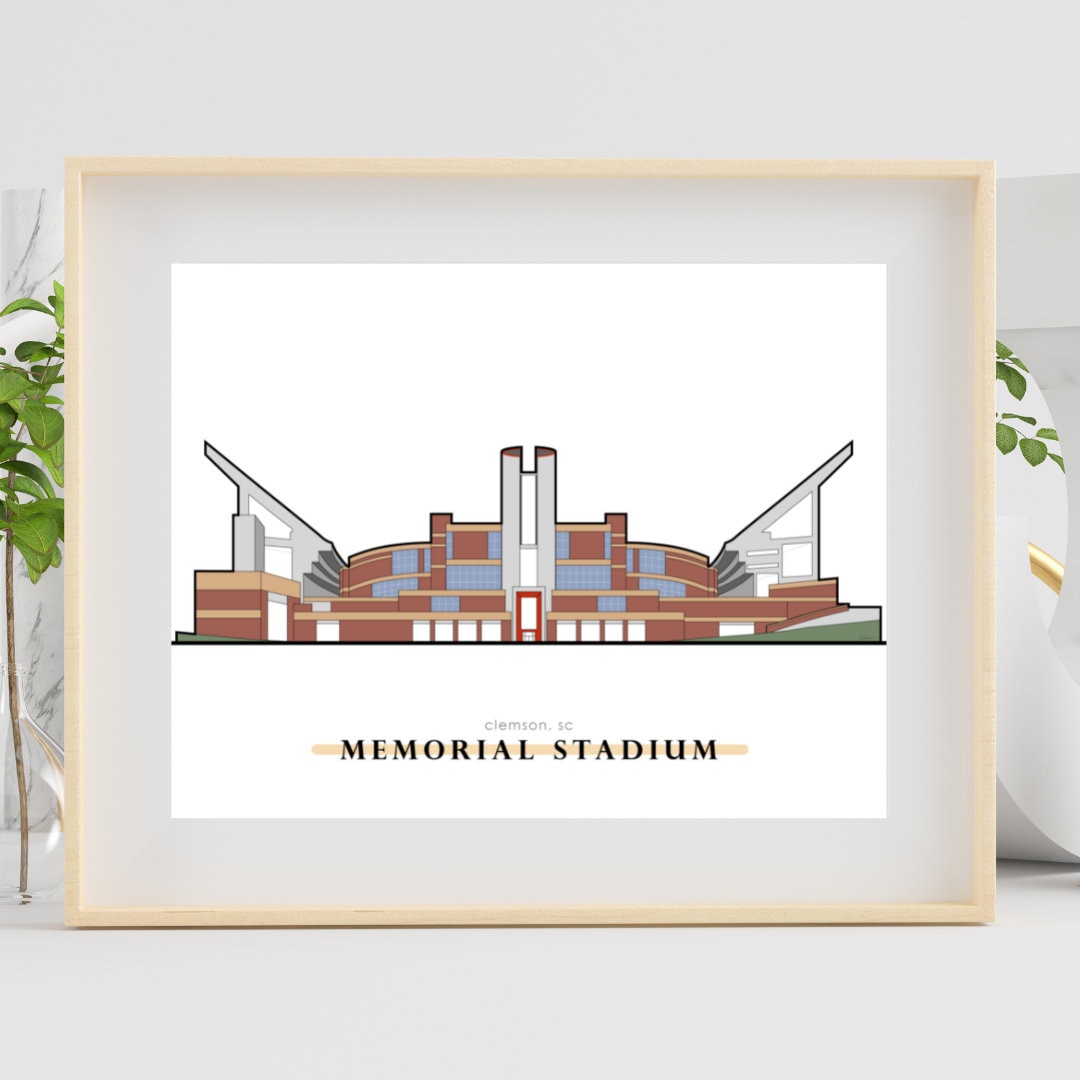Clemson Print; Memorial Stadium; Clemson Illustration; Choose Size 5x7 ...