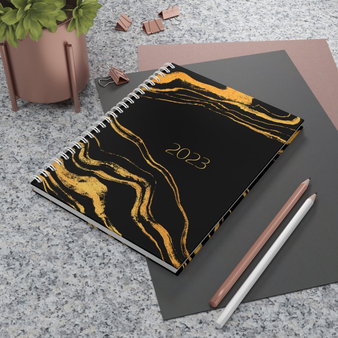 Black and Gold Journal 2023 - Etsy