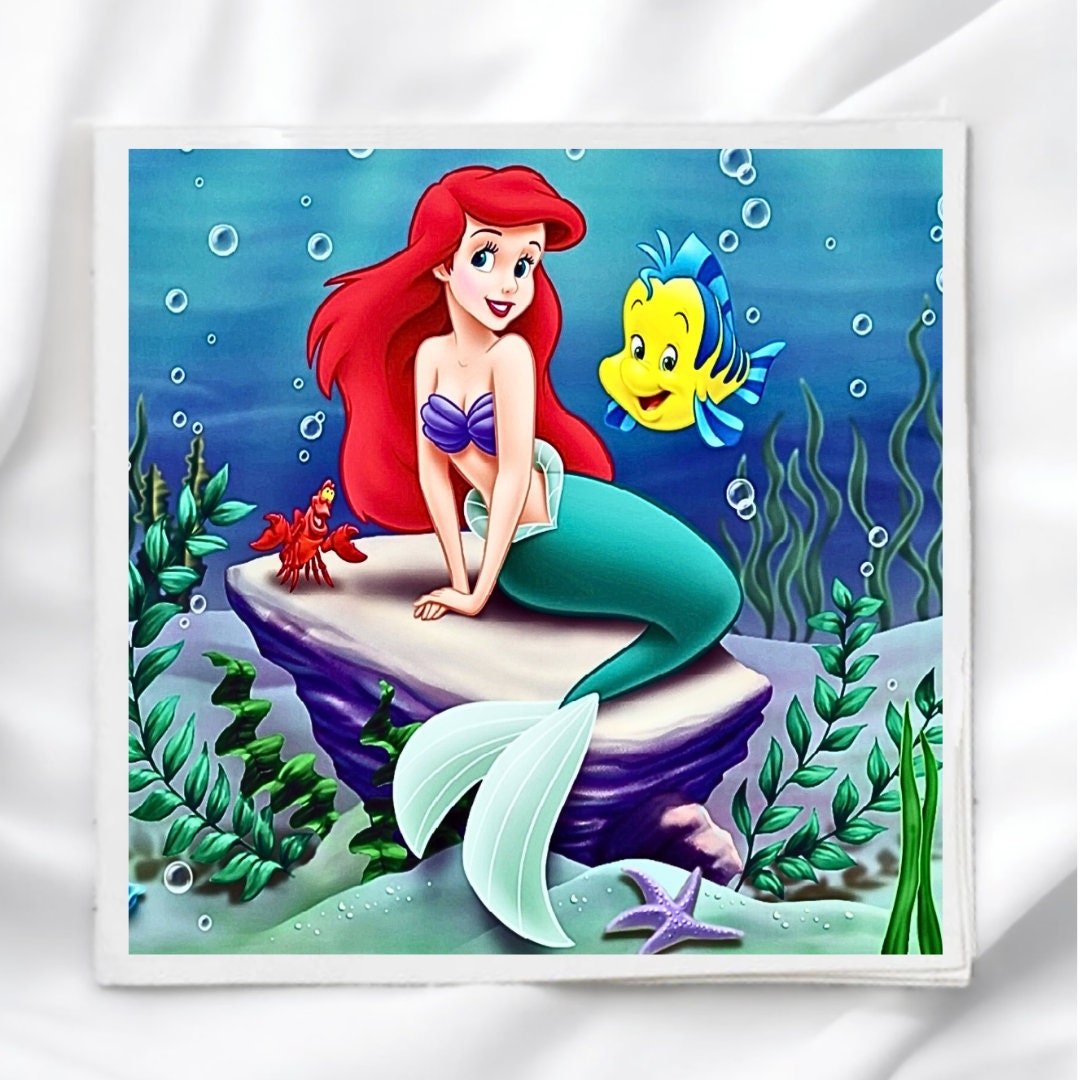 Fabric Panel, Mermaid Princess Quilt Block for Sewing Projects, Fabric Square, Girls Quilt Idea ...