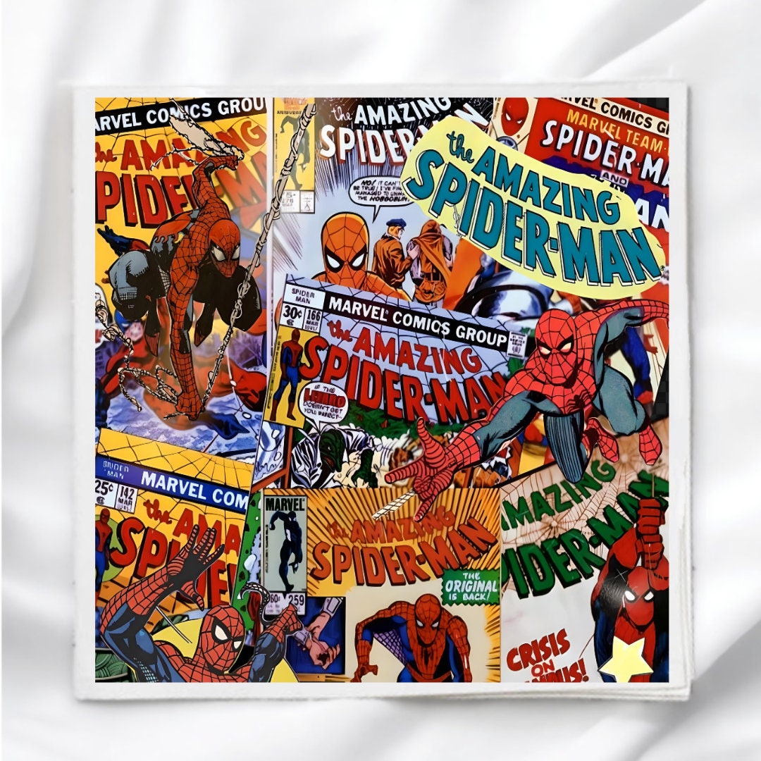Fabric Panel, Spiderman Comic Quilt Block for Sewing Projects, Fabric ...