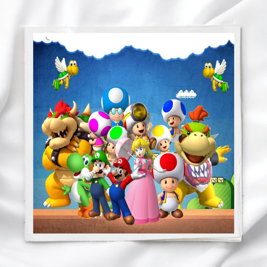 Fabric Panel, Mario Brothers Gang Quilt Block for Sewing Projects ...