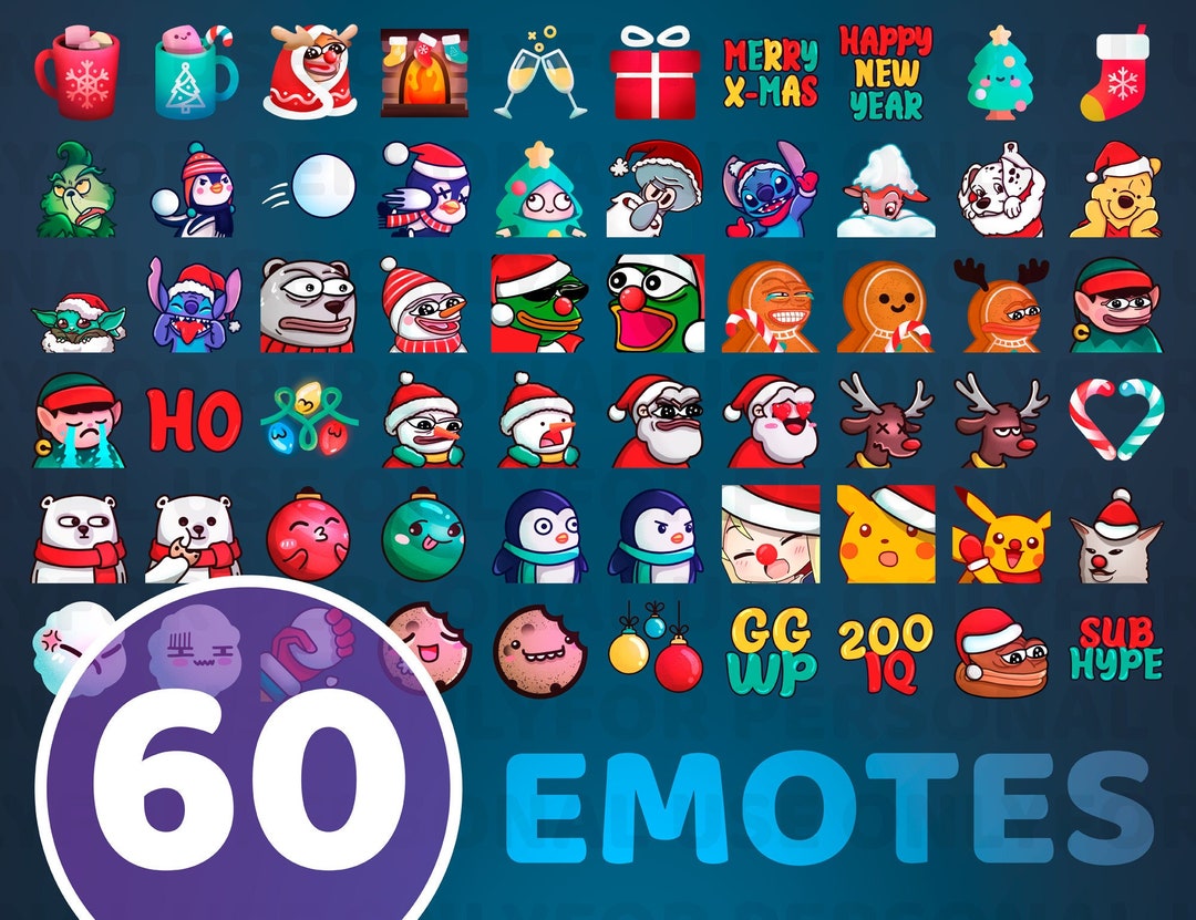 60 X Christmas X New Year Emotes / Emotes / Sub Badges / Twitch Youtube ...