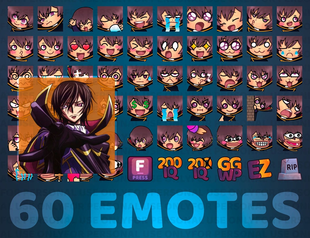 60 X Lelouch X Memes Emotes / Anime / Twitch Emotes / Sub Badges ...