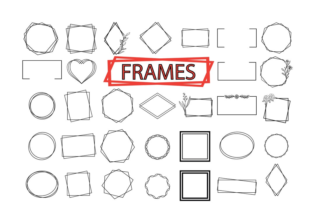Double Frame SVG, Square Frame Bundle, Double Border SVG, Rectangle ...