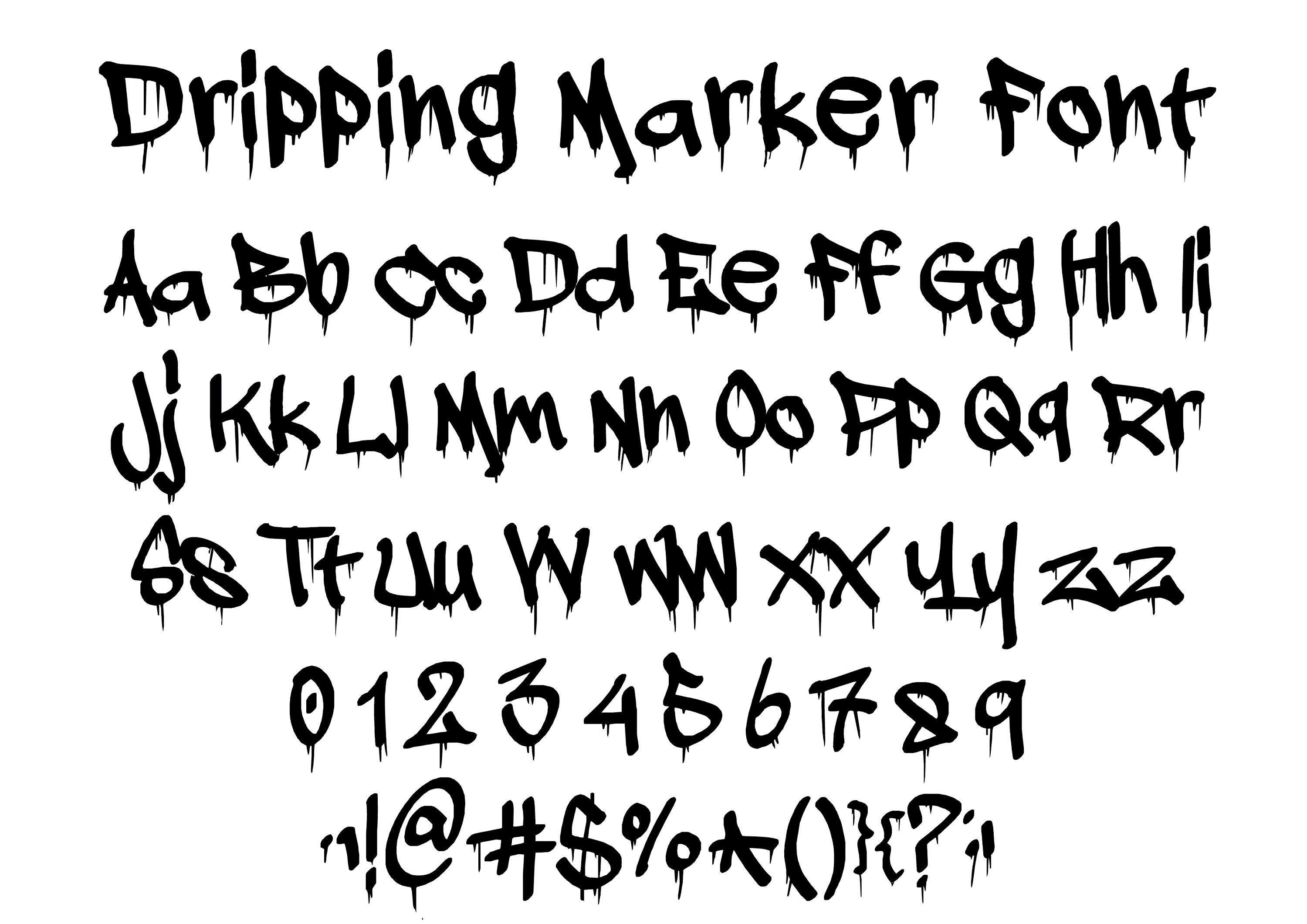 Druipend lettertype SVG, druipend alfabet, druipend gesneden bestanden ...