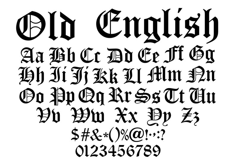 Old English Font Svg Instant Download Old English Alphabet Etsy Canada