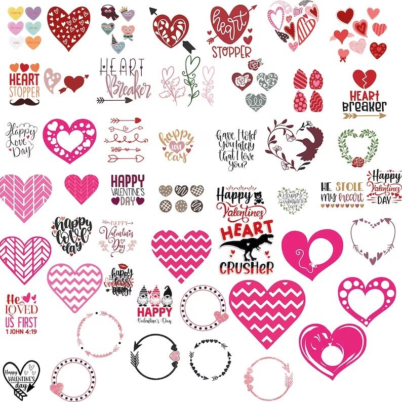 VALENTINE MEGA BUNDLE, 1000 Diseños, Paquete svg de San Valentín ...