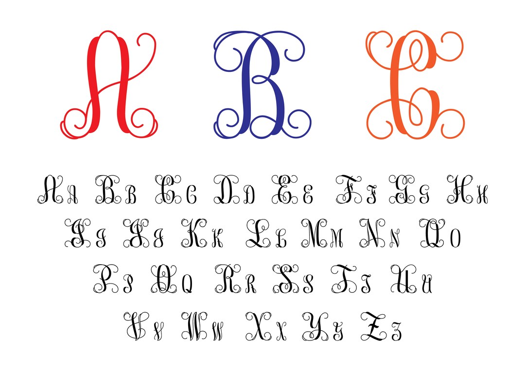Vine Monogram Font SVG, Font SVG, Monogram Alphabet SVG, Files for ...