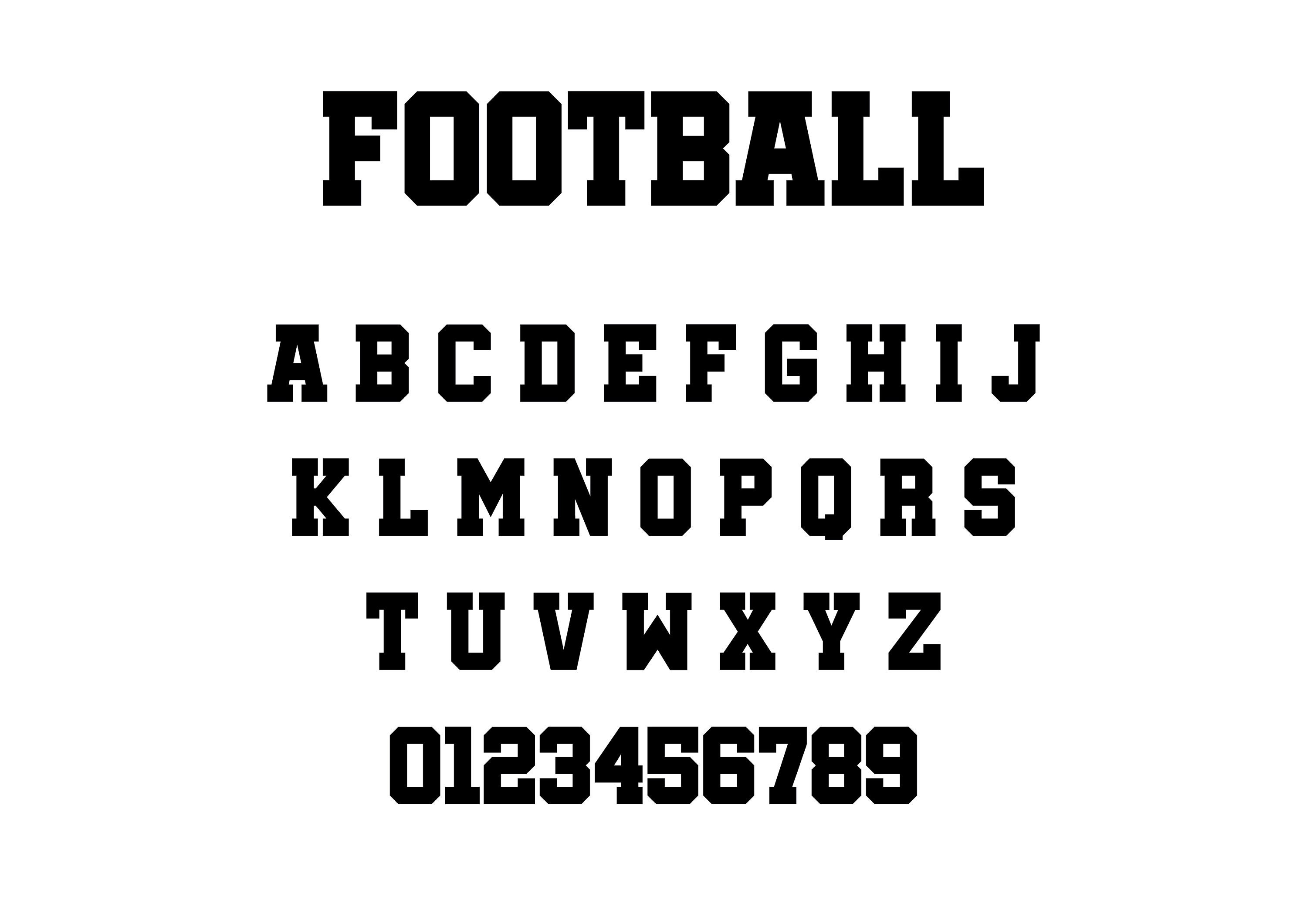 FOOTBALL ALPHABET and Numbers SVG, Png, Pdf Files, 300dpi High Quality ...