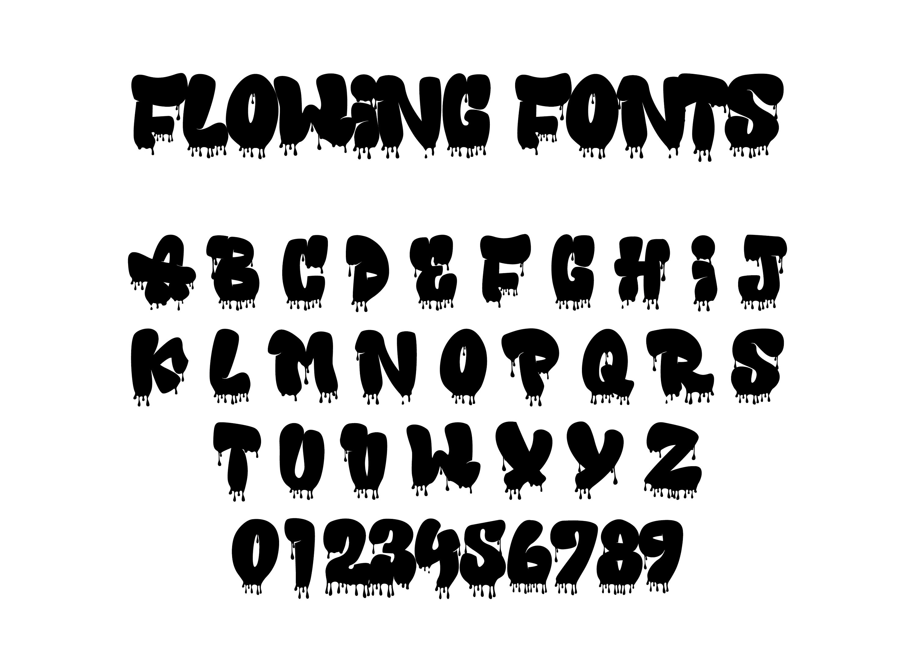 Flowing Fonts Font SVG, Dripping Alphabet, Cut Files, File for Cricut ...