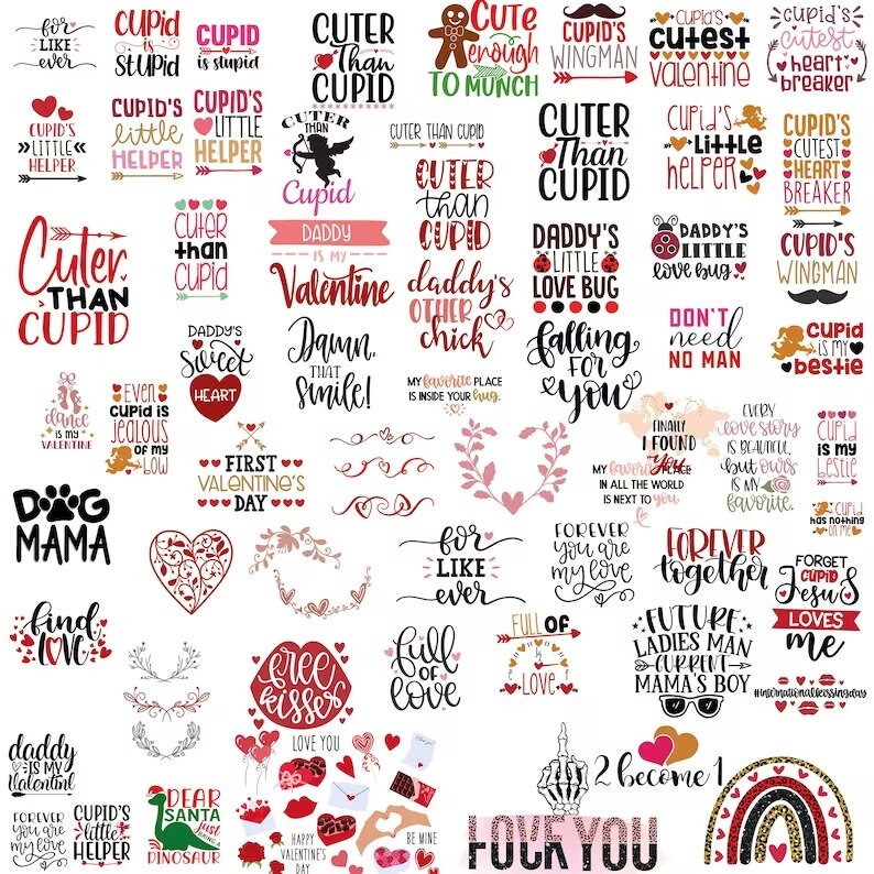 VALENTINE MEGA BUNDLE, 1000 Diseños, Paquete svg de San Valentín ...