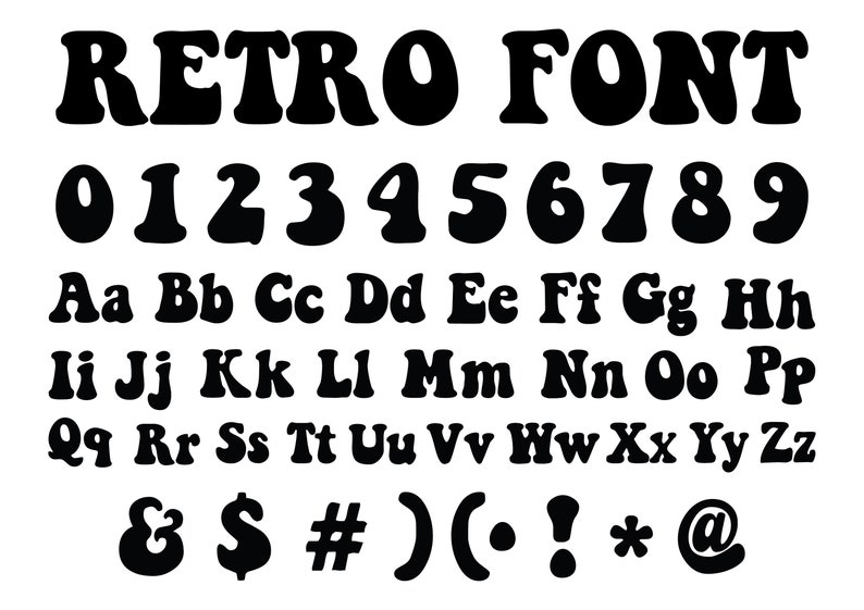 RETRO FONT SVG, Vintage Font Svg, Groovy Alphabet Svg, Retro Clipart ...