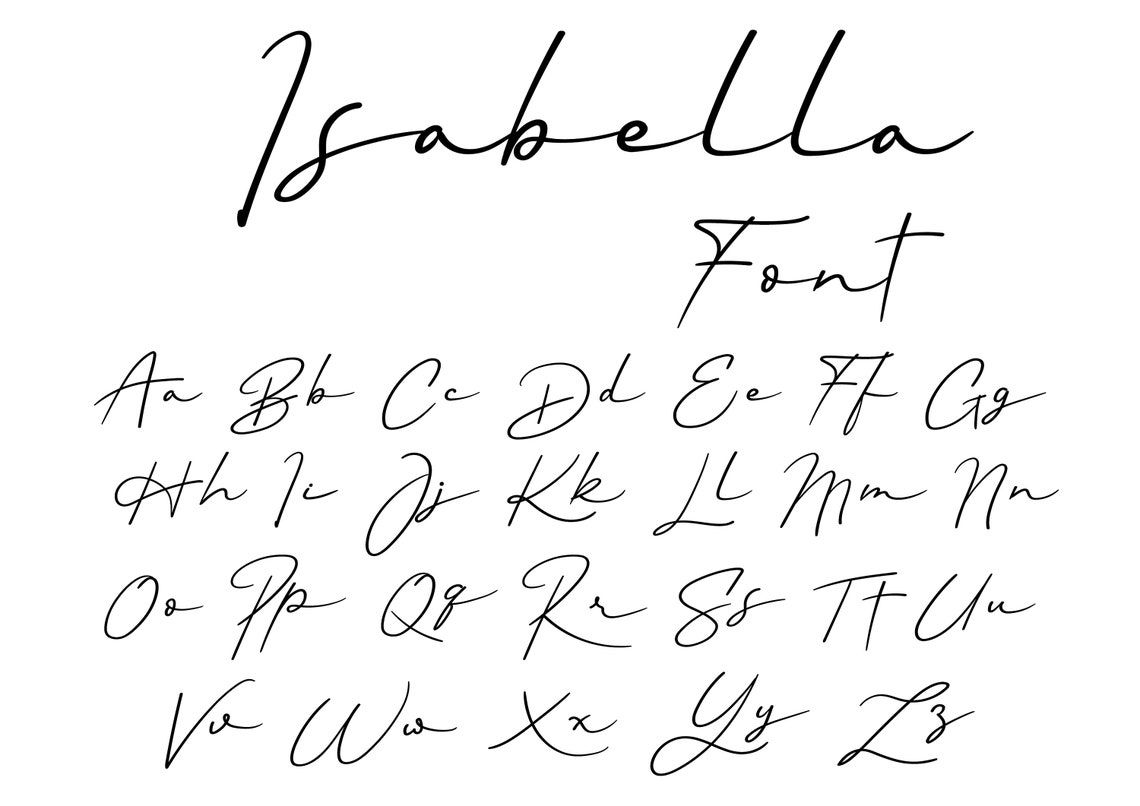Isabella Calligraphy Font Cursive Font SVG DXF OTF Ttf - Etsy Canada