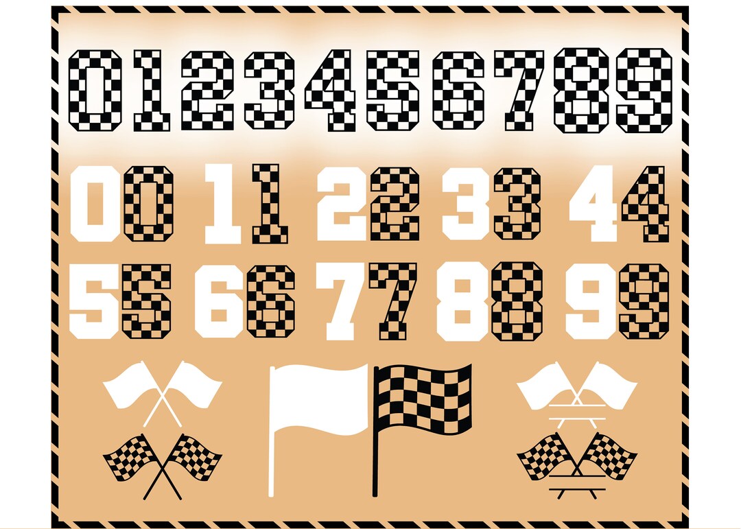 Checkered Numbers SVG. Cricut Cut Files, Racing Numbers Svg, Racing Png ...