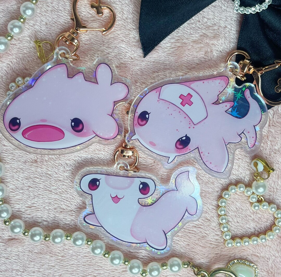 Pink Sharks Kawaii Keychain - Etsy
