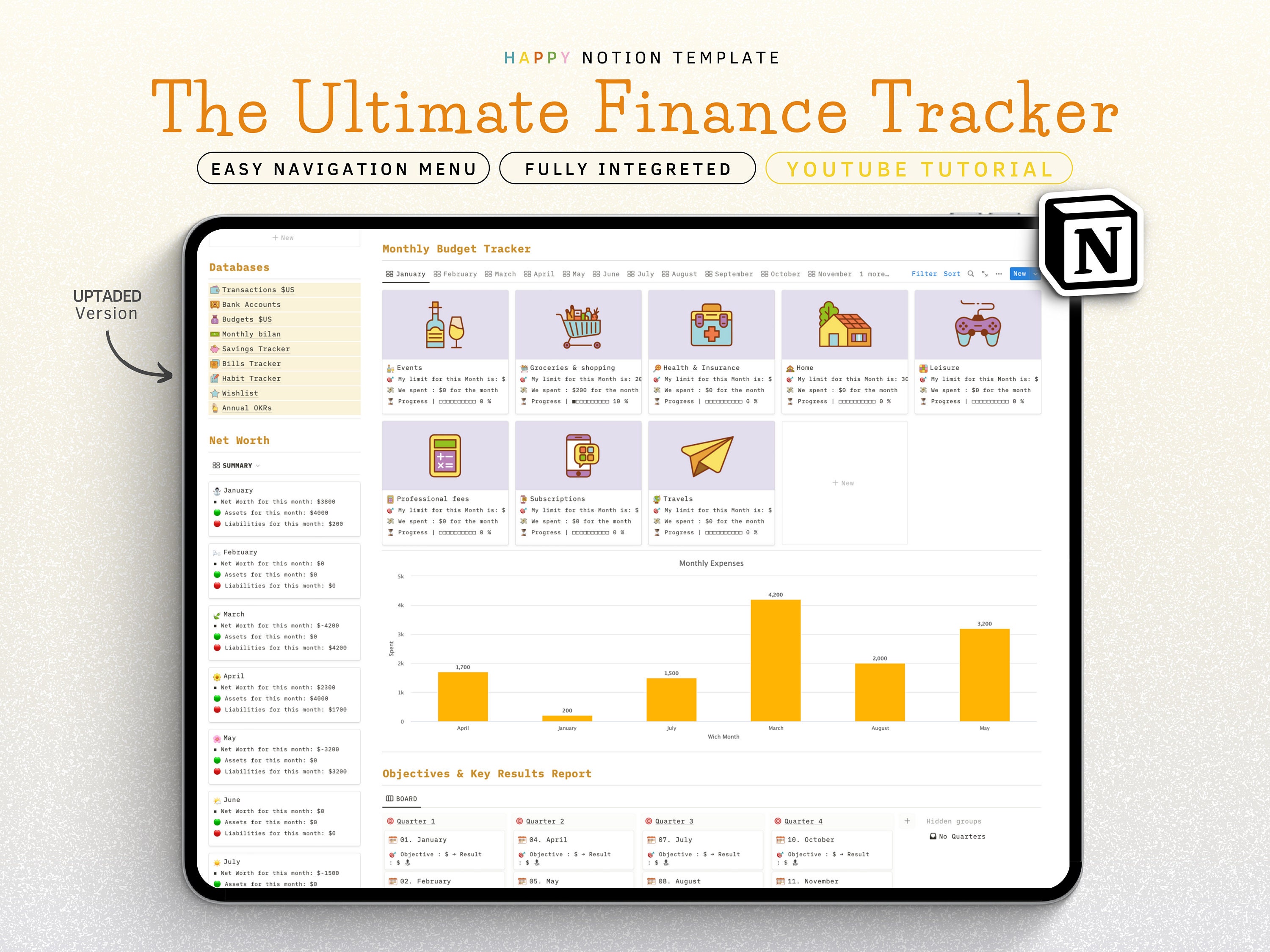 Ultimate Finance Tracker Concept Template, Digital Budget and Finance Planner, Monthly Budget ...