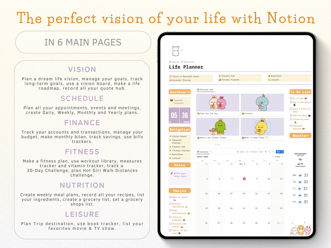 Notion Template Graphics Life Planner All in One Template Notion ...