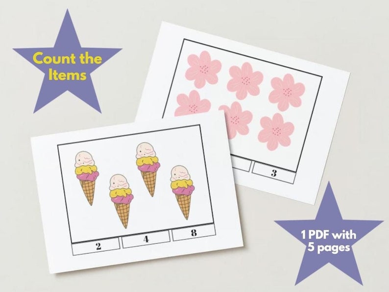 Preschool Worksheets - Count the Items, Pre-k Math Curriculum ...