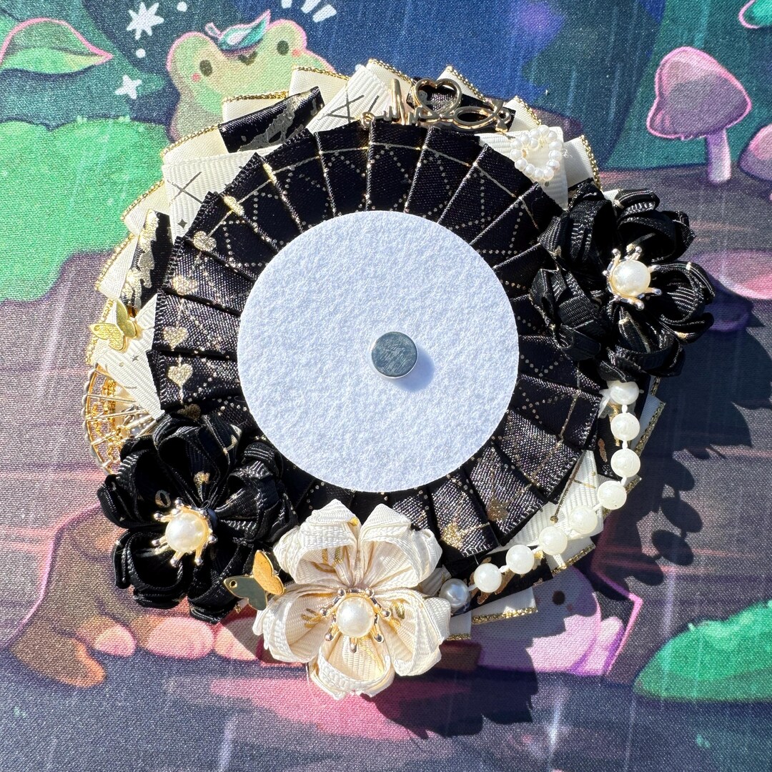Elegant Black and White Pearl Ita Bag Badge Rosettes, Itabag Backpack ...