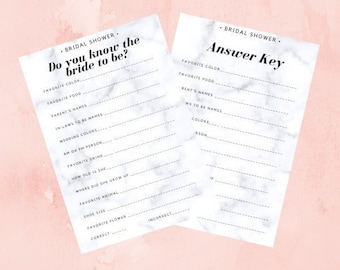 Bridal Questionnaire Game - Etsy